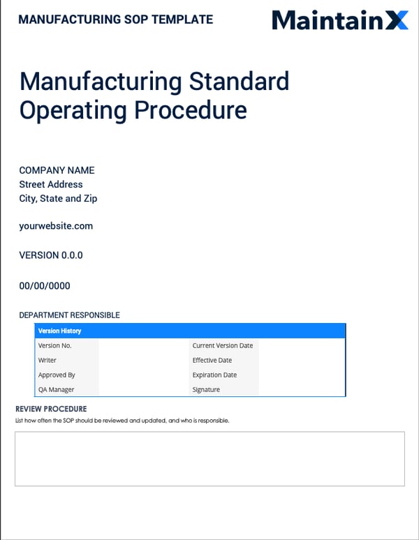 Free Standard Operating Templates